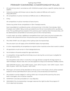 Fillable Online app education nsw gov SE Secondary Swimming - Order of ...