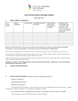 Fillable Online Disclosure and Record of Invention Form Part A Fax ...