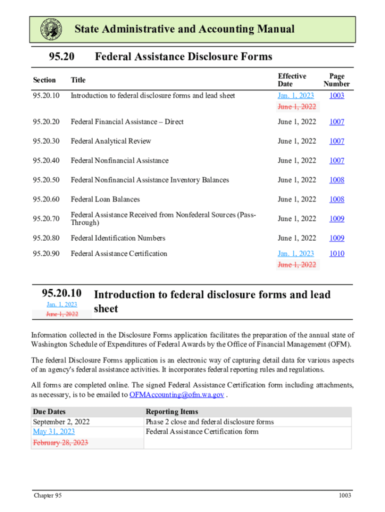 Fillable Online ofm wa Introduction to federal disclosure forms and ...