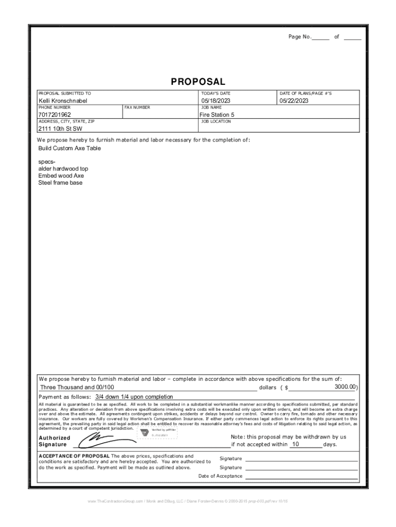 Fillable Online PROPOSAL SUBMITTED TO Fax Email Print - pdfFiller
