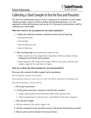 Fillable Online Collecting a Stool Sample to Test for Ova and Parasites ...