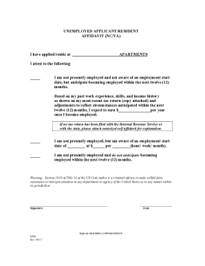 Fillable Online UNEMPLOYED STATUS AFFIDAVIT - Spectrum Enterprises Fax ...