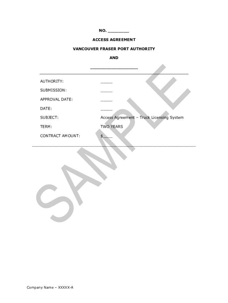 Fillable Online Draft Access Agreement Template - OBLC revisions March ...