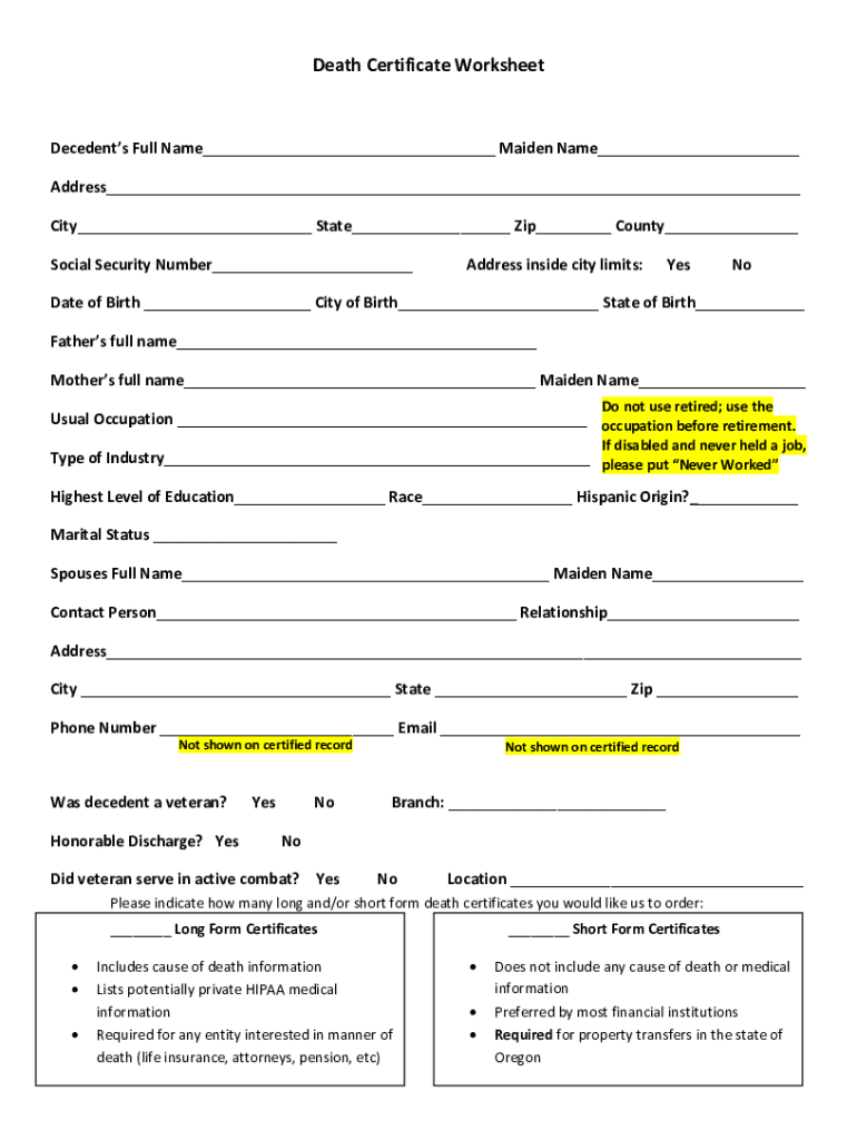 Fillable Online vital statistics form Fax Email Print - pdfFiller