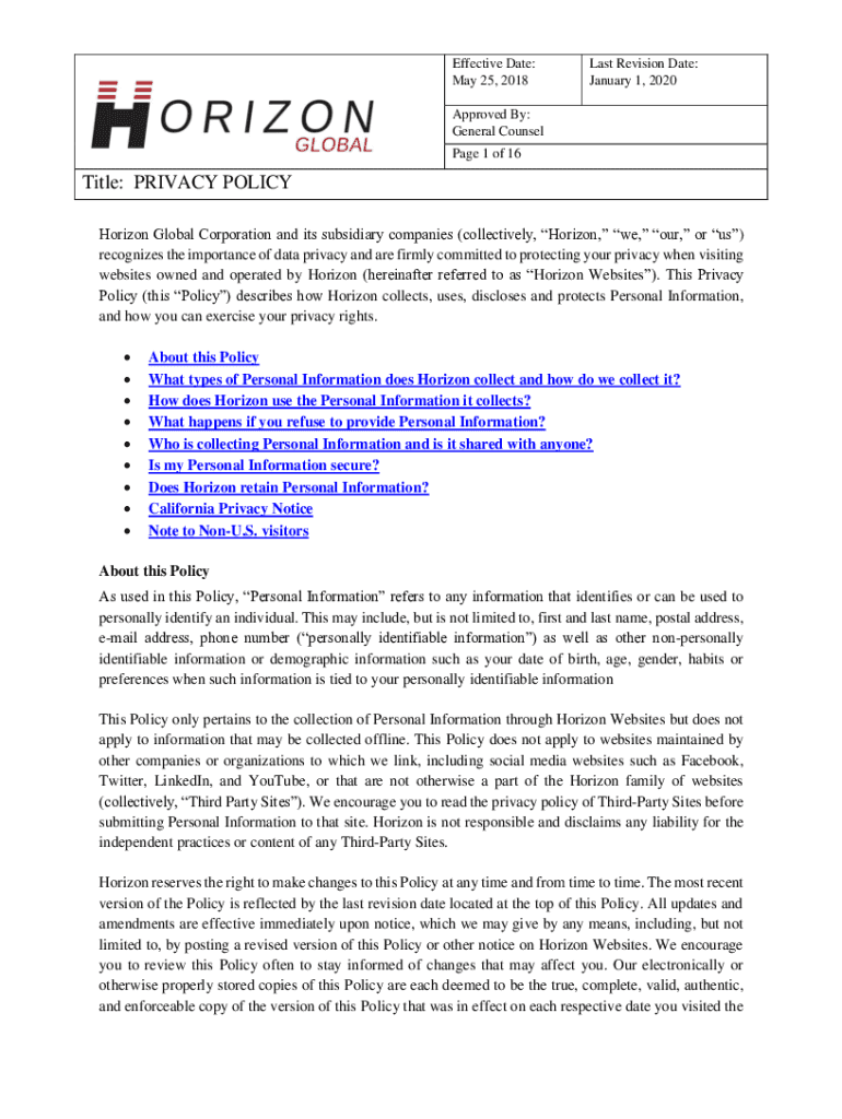 Fillable Online HORIZON GLOBAL CORP : Entry into a Material Definitive ... Fax Email Print ...