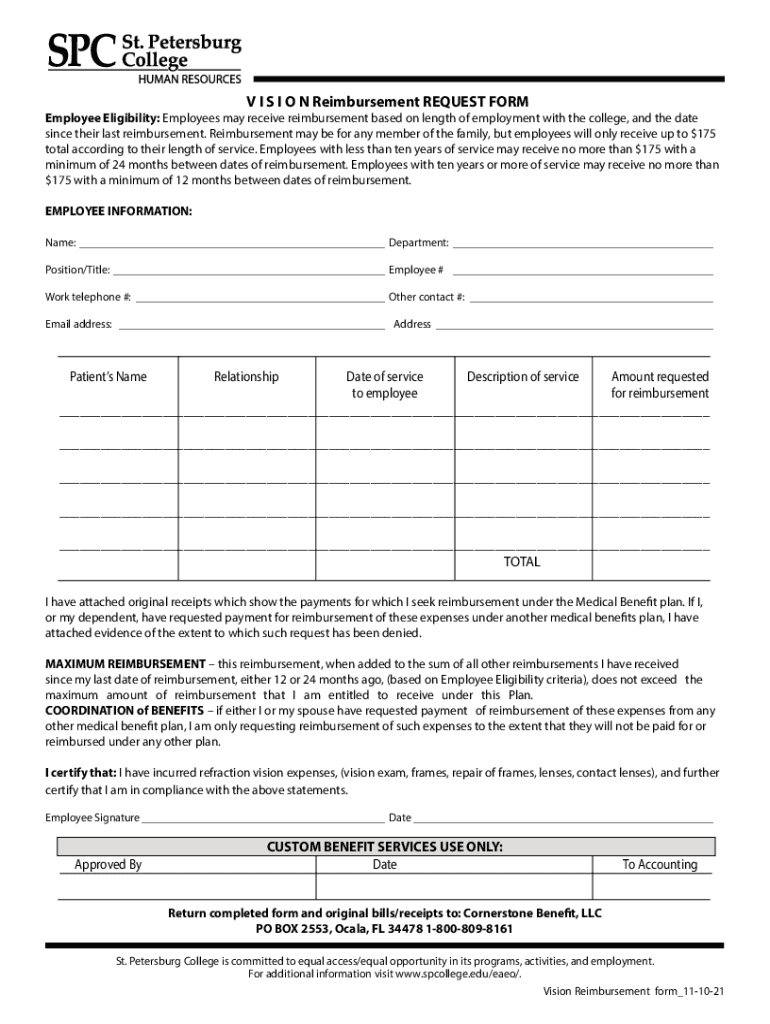 Fillable Online VISION CARE PLAN CLAIM FORM Fax Email Print - pdfFiller
