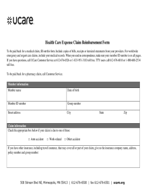 Fillable Online Blue Care Network Member Reimbursement Form Fax Email ...