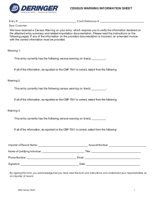 Fillable Online CENSUS WARNING INFORMATION SHEET Fax Email Print - pdfFiller