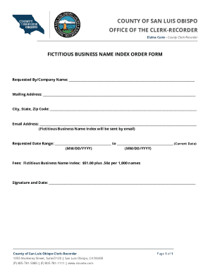 Fillable Online Fictitious Business Name Index Order Form Fax Email ...