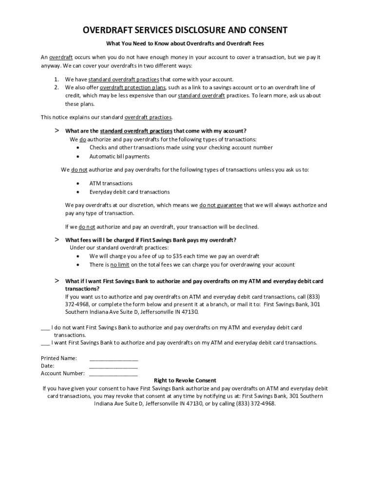 Fillable Online overdraft-services-disclosure-and-consent-form. ... Fax Email Print - pdfFiller