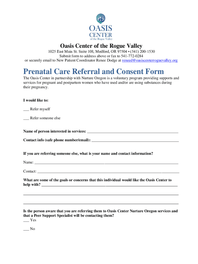 Fillable Online Oasis Center of the Rogue ValleyTransforming lives ...
