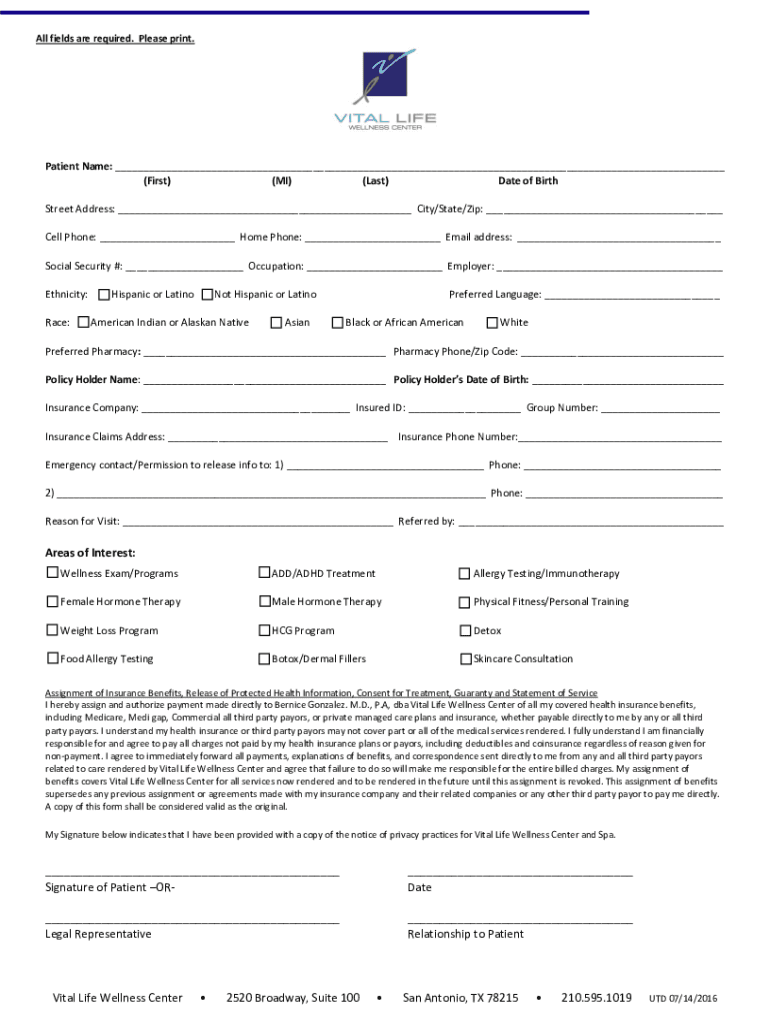 Fillable Online Pharmacy Health Form Fax Email Print - pdfFiller