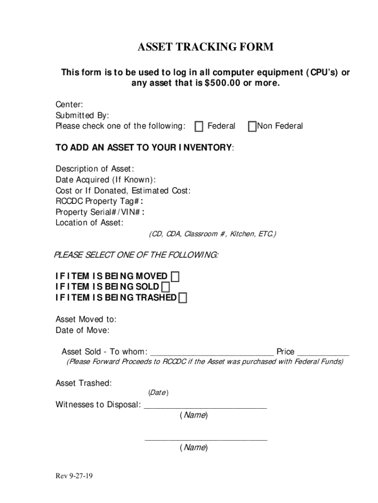 Fillable Online ASSET TRACKING FORM Fax Email Print - pdfFiller