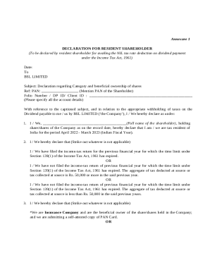 TDS on Final Dividend and Special ... Doc Template | pdfFiller