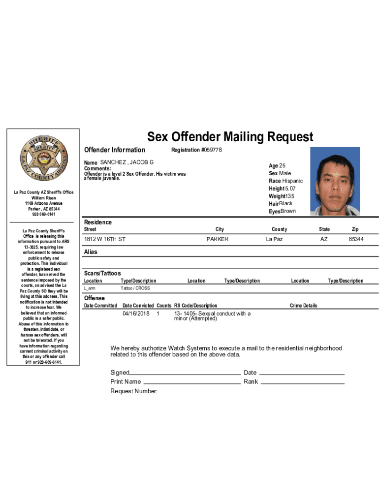 Fillable Online Sexual Offender Registration - DPS Driver Service ...