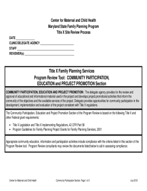 Fillable Online Title X Family Planning Services Program Review Tool ...