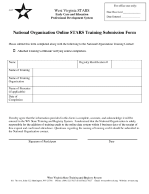 Fillable Online Online Non STARS Training Submission Form Fax Email ...