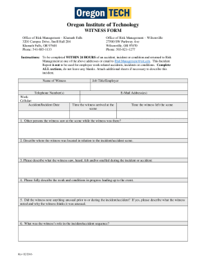 Fillable Online Witness Incident Form Fax Email Print - pdfFiller
