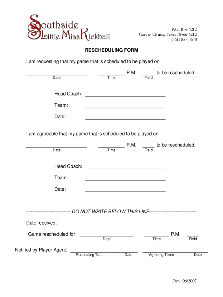 Fillable Online Rescheduling Form.doc Fax Email Print - pdfFiller