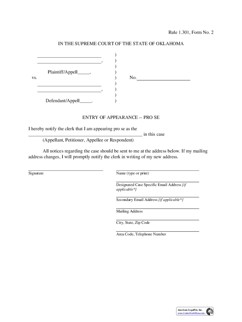 Fillable Online Rule 1.301, Form No. 2 IN THE SUPREME COURT OF ... Fax ...