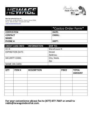 Fillable Online Costco Order Form Fax Email Print - pdfFiller