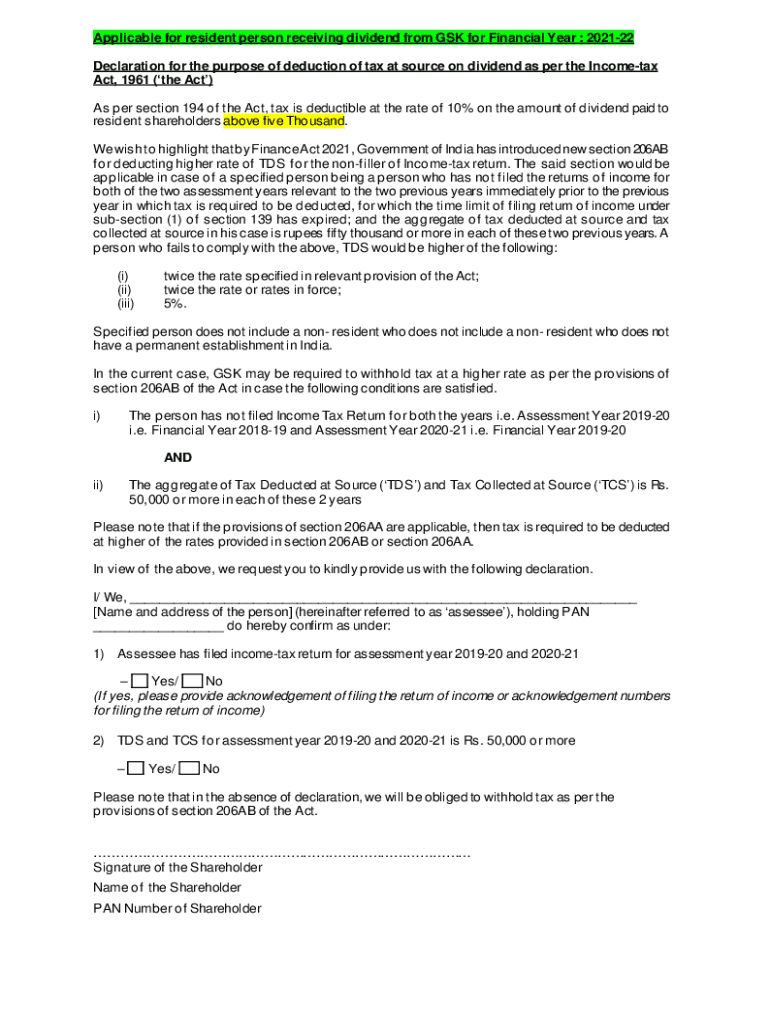 Fillable Online Declaration Form for NRI Shareholders Fax Email Print - pdfFiller