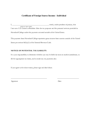 Fillable Online Certificate of Foreign Source Income - Individual Fax ...