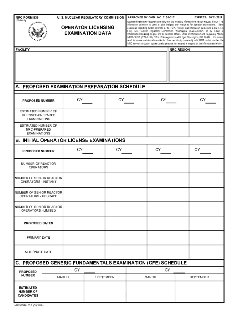 Fillable Online Form NRC Form 536 NRC Form 536 Operator Licensing ...