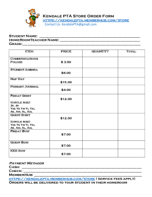 Fillable Online KPTA Store Order Form Fax Email Print - pdfFiller
