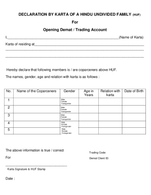 Fillable Online Create HUF to save tax & Format of HUF Creation Deed ...