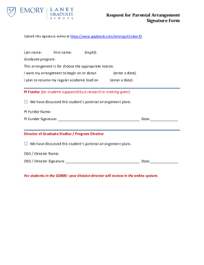 Fillable Online Request for Parental Arrangement Signature Form Fax ...
