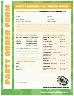 Fillable Online birthday party food order form Fax Email Print - pdfFiller