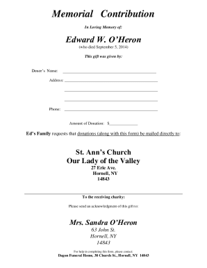 Fillable Online 6 Thank You Letters for Donations in Memory of the ...