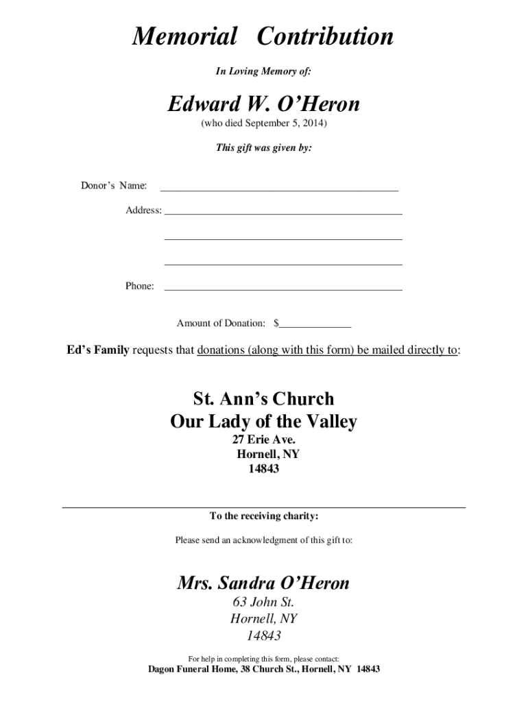 Fillable Online 6 Thank You Letters for Donations in Memory of the ...