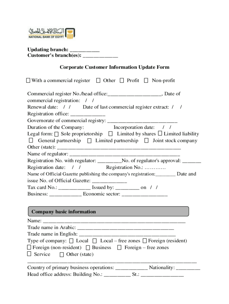 Fillable Online Updating branch:Customer's branch(es) Fax Email Print - pdfFiller