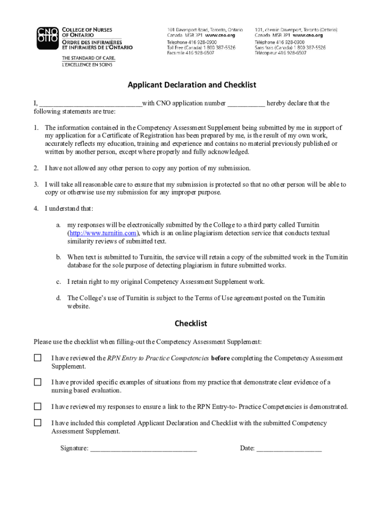 Fillable Online Applicant Declaration and Checklist Fax Email Print ...