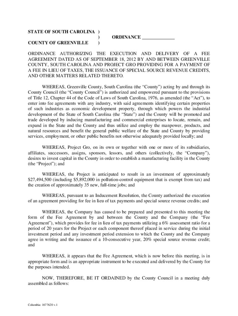 Fillable Online AN ORDINANCE AUTHORIZING THE EXECUTION AND DELIVERY OF ...