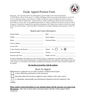 Fillable Online Grade Appeal Petition Form Fax Email Print - pdfFiller
