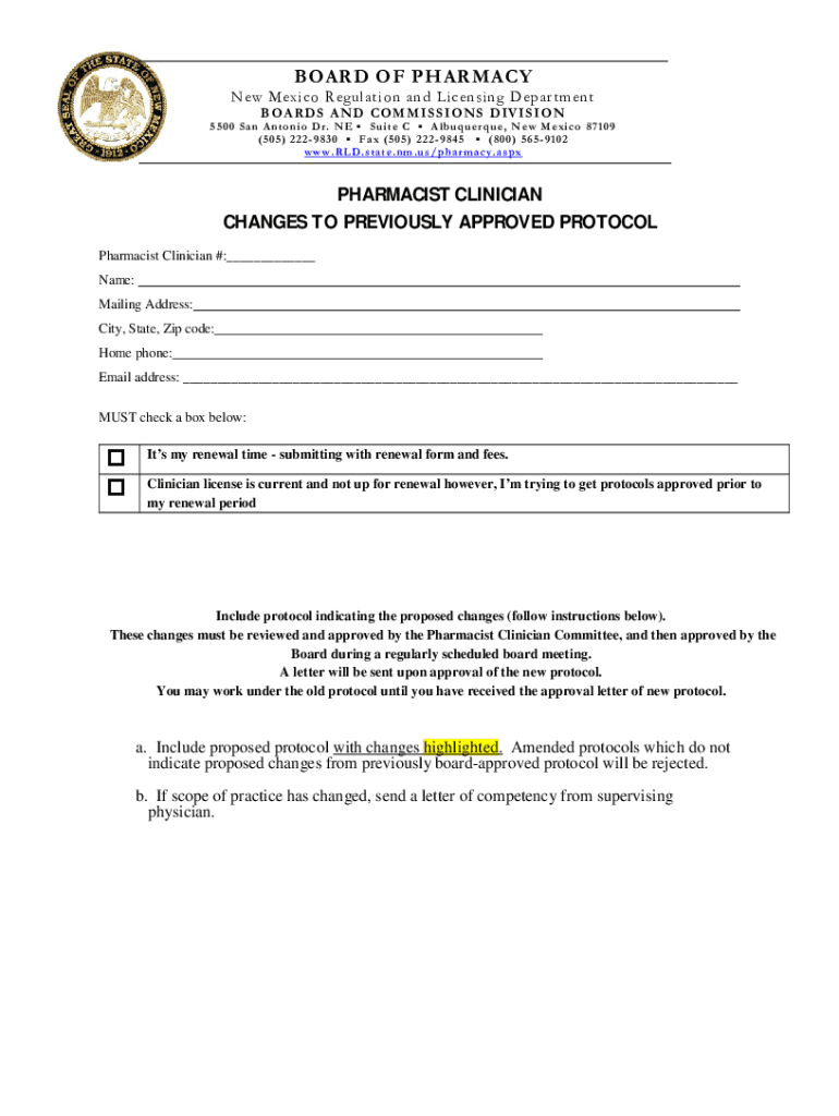 Fillable Online Pharmacist Clinician Changes to previously approved ... Fax Email Print - pdfFiller