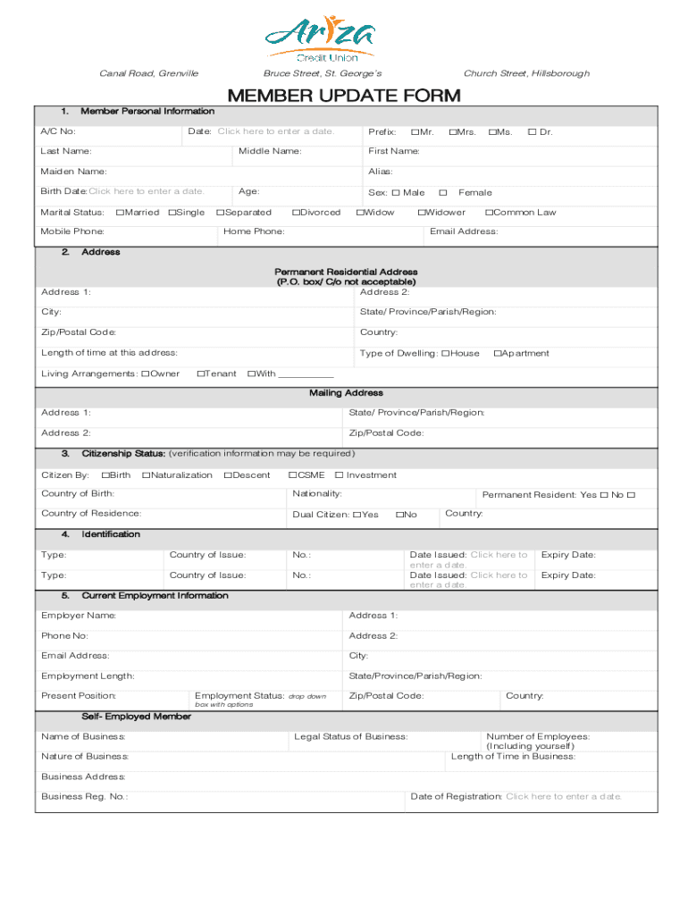 Fillable Online MEMBER UPDATE FORM Fax Email Print - pdfFiller