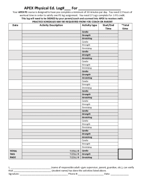 Fillable Online Sample Fitness Log Custom Workout Fax Email Print - pdfFiller