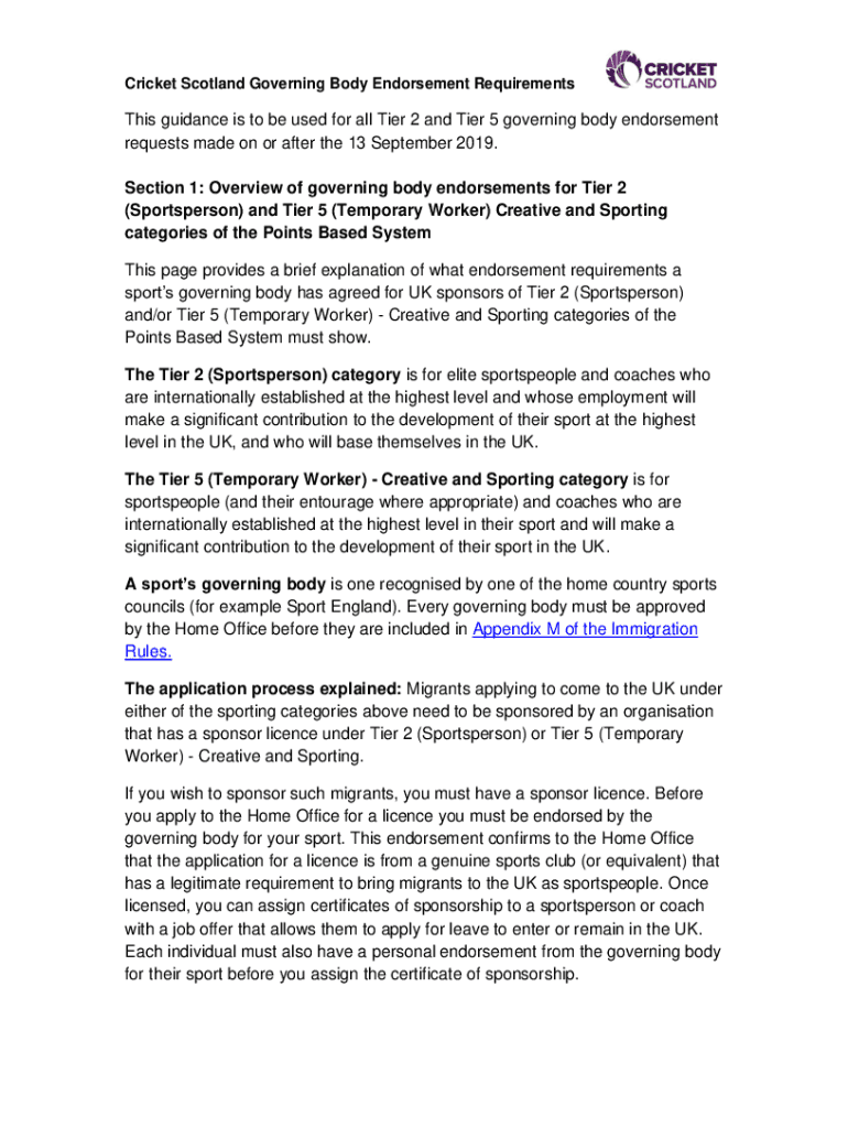 Fillable Online Tier 2 and 5 of the Points Based System Guidance for ... Fax Email Print - pdfFiller