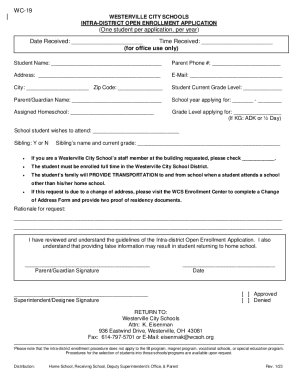 Fillable Online WC-19 (One student per application, per year) Date Received Fax Email Print ...
