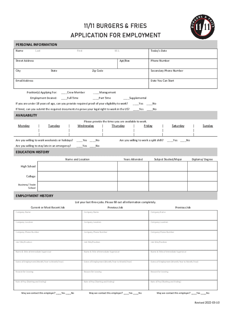Fillable Online 1111-Application-For-Employment- ... Fax Email Print ...