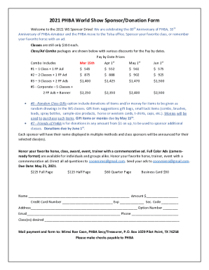 Fillable Online 2022 PHBA World Show Awards Sponsor/Donation Form Fax ...