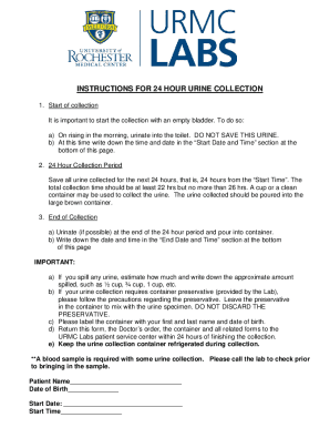 Fillable Online Patient Specimen Collection Instructions - 24-hour ...