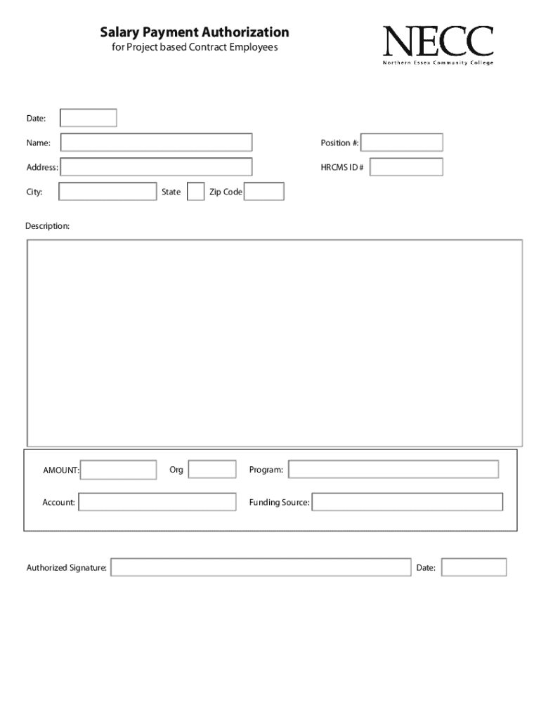 Fillable Online Salary Payment Authorization Fax Email Print - pdfFiller
