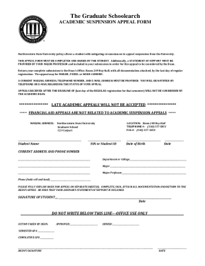 Fillable Online ACADEMIC SUSPENSION APPEAL FORM For ... Fax Email Print ...