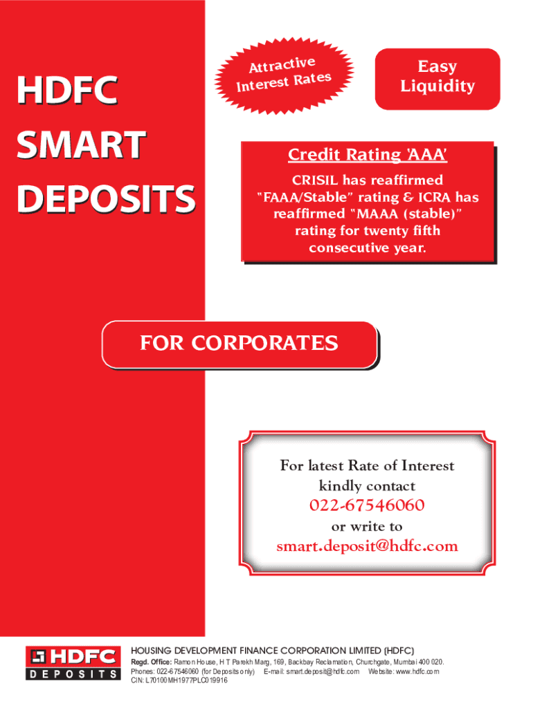 Fillable Online Fixed Deposit: Open an FD Account with High Interest ...