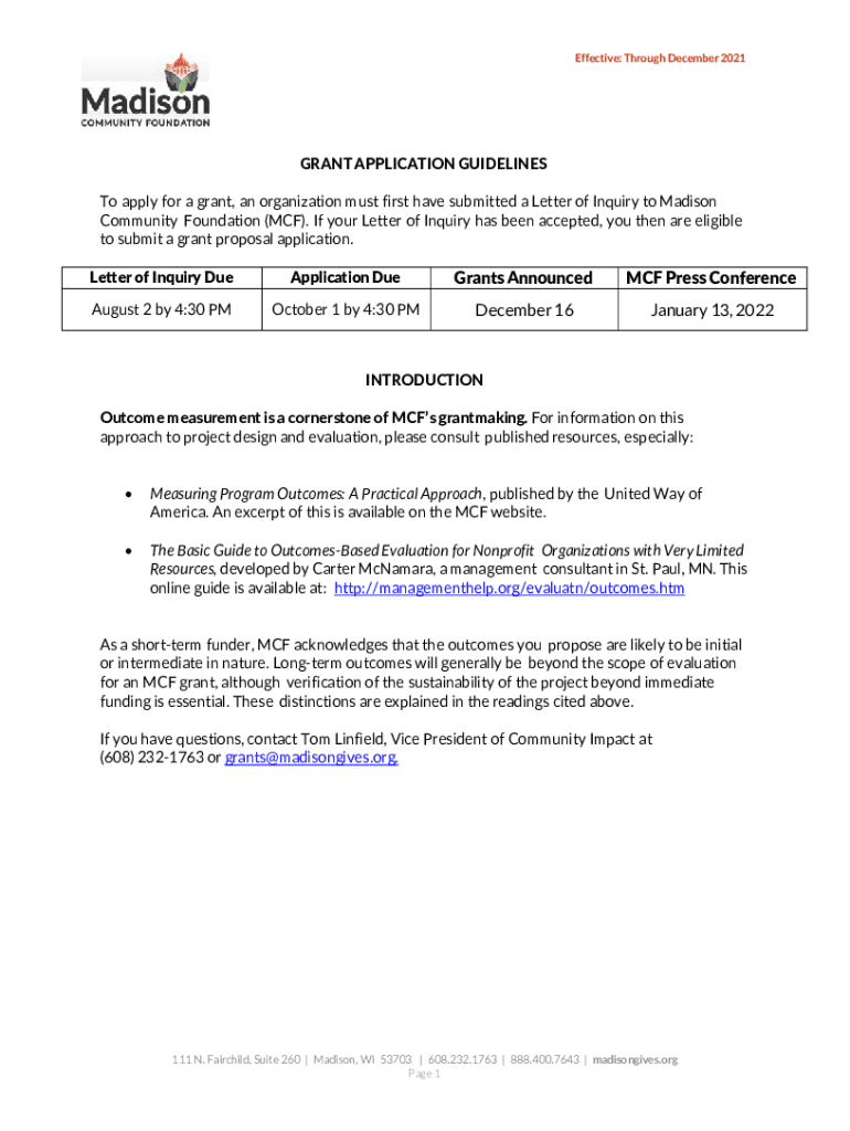 Fillable Online For Grant Seekers : Grant Guidelines, Cycle / Schedule ...